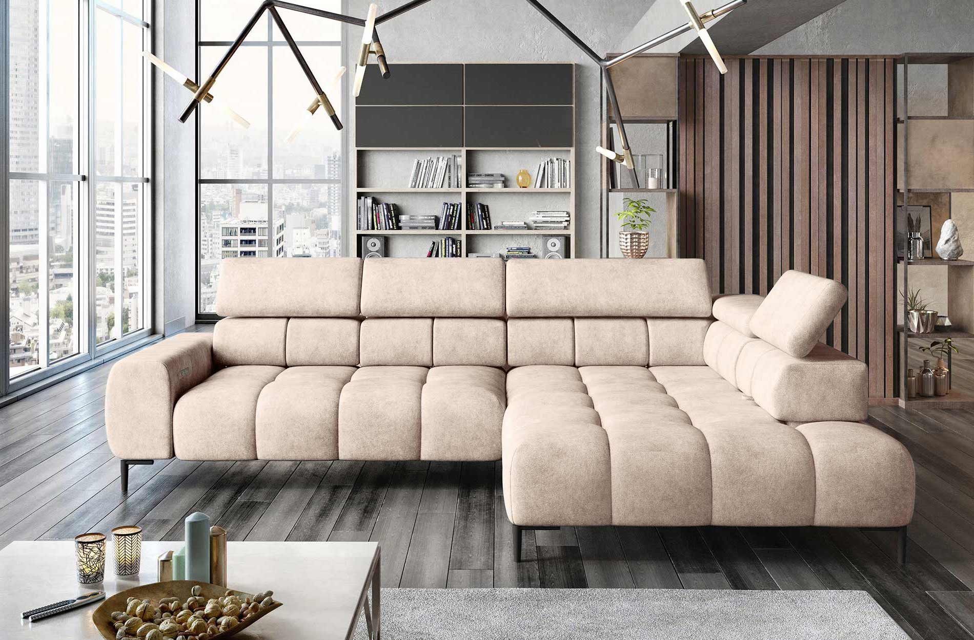 WOHNKLUSIV Ecksofa Ecksofa Venezia mit elektrischer ...