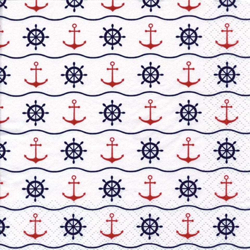 Linoows Papierserviette 20 Servietten Maritime Symbole Mit Anker Und