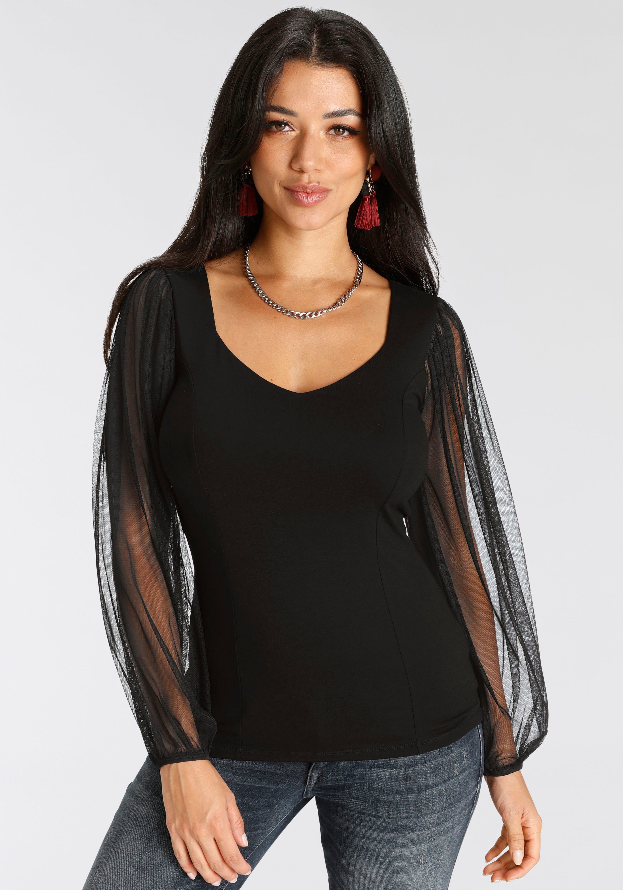 Melrose Langarmshirt Mit Mesh Ärmeln