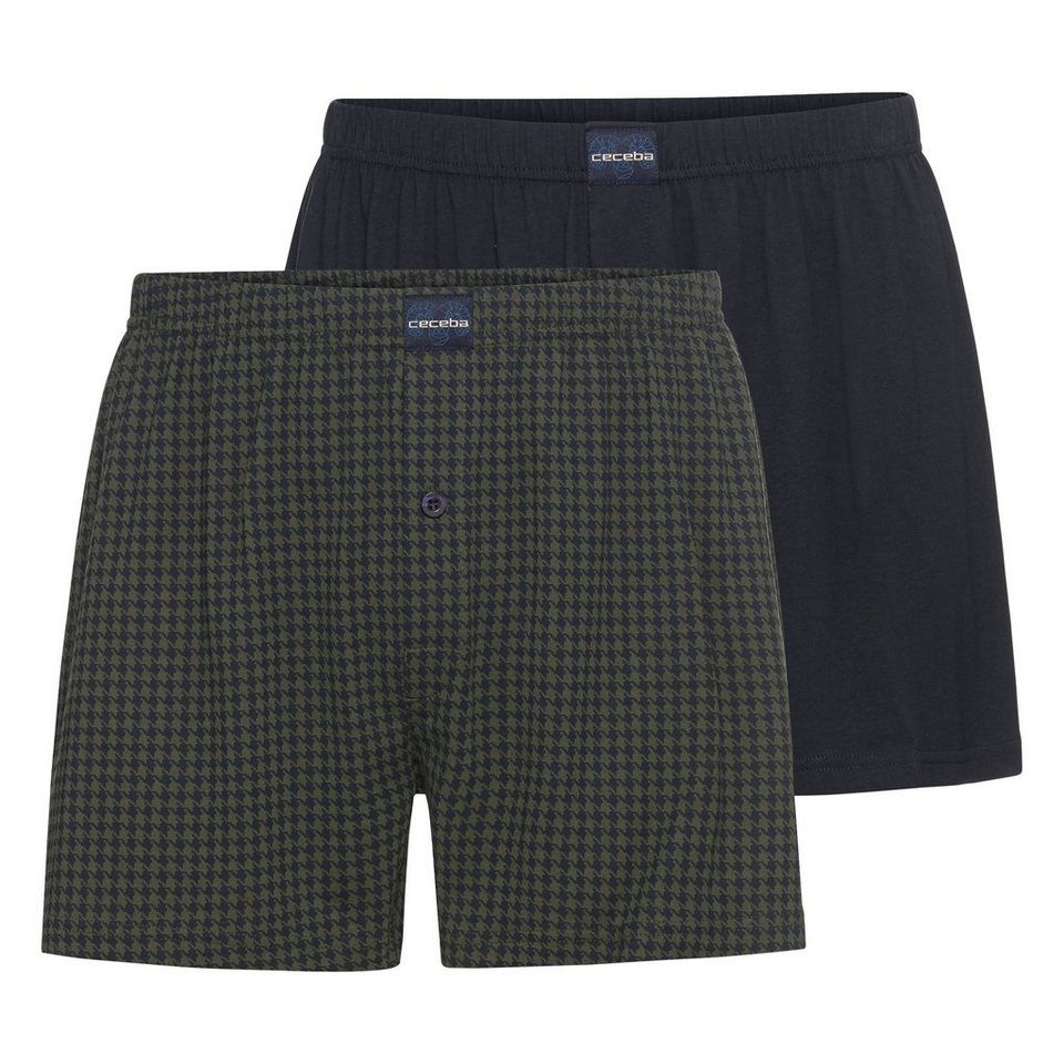 Ceceba Boxershorts Ceceba Herren Boxershort Grün Uni 2er Pack 2 St