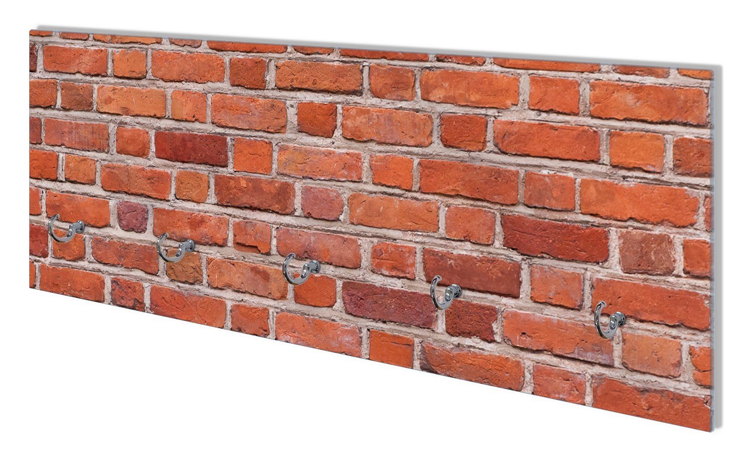 Wallario Wandgarderobe Rote Ziegelsteinwand Backsteine 1 Teilig