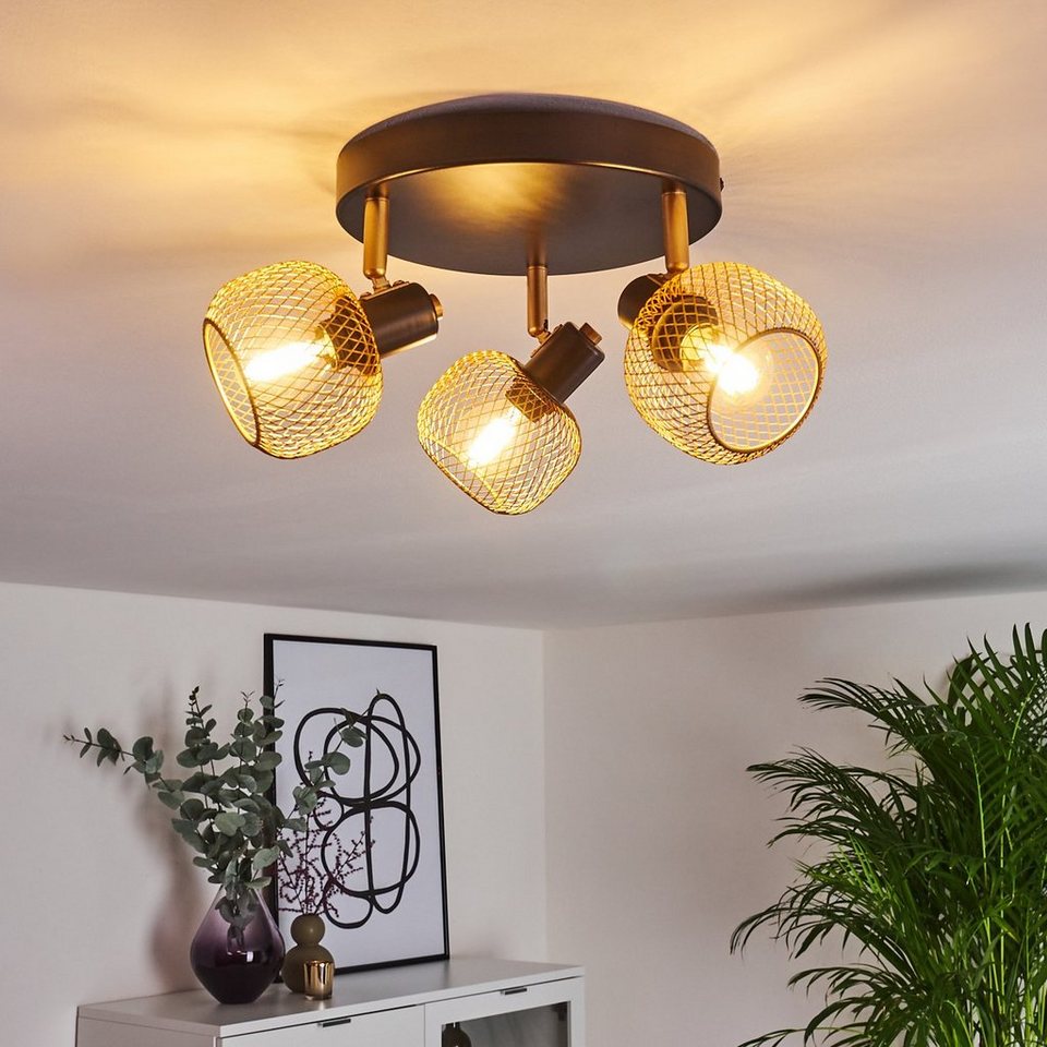 Hofstein Deckenleuchte Lesa Runde Zimmerlampe Aus Metall In Schwarz