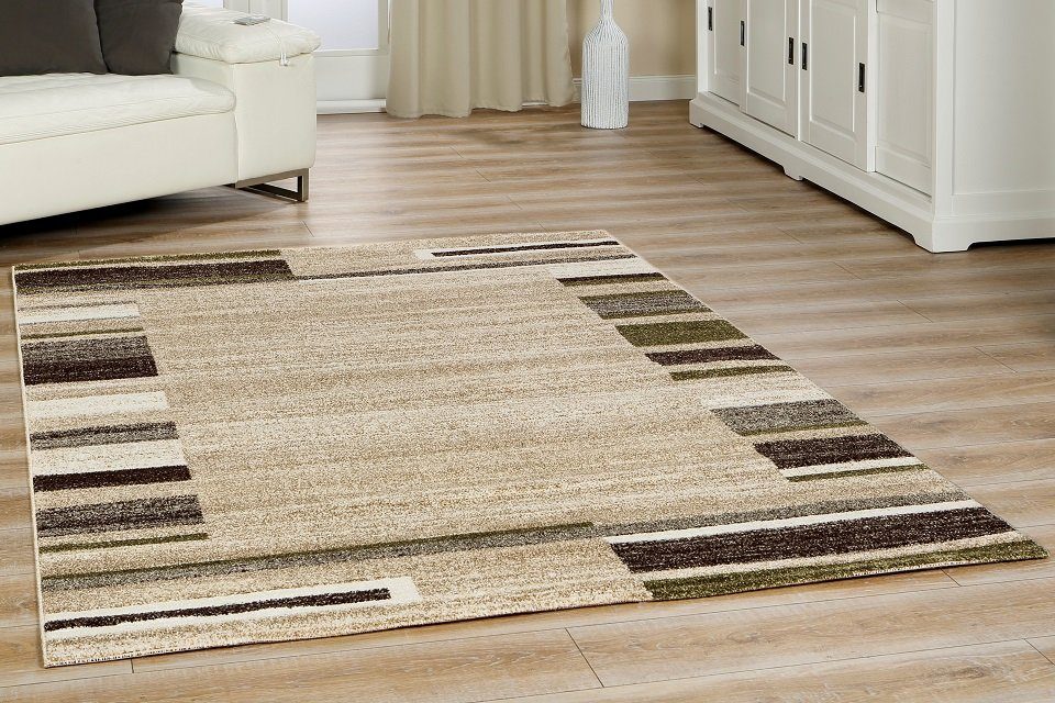 Teppich Teppich Modern Design Beige Grün Peyer Syntex Rechteckig