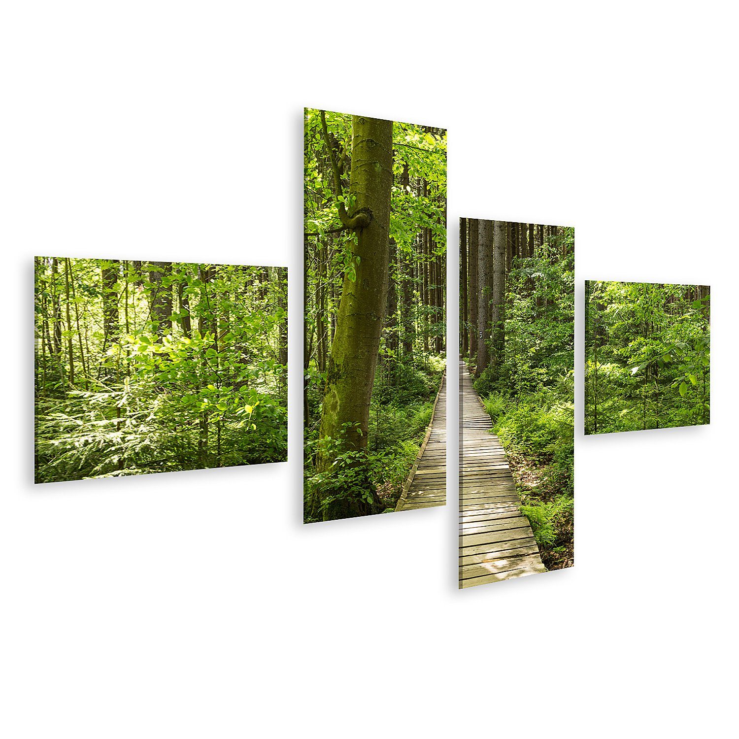 islandburner Leinwandbild Bild auf Leinwand Wald Pfad Bäume Grüne Blätter Wandbild Poster ...