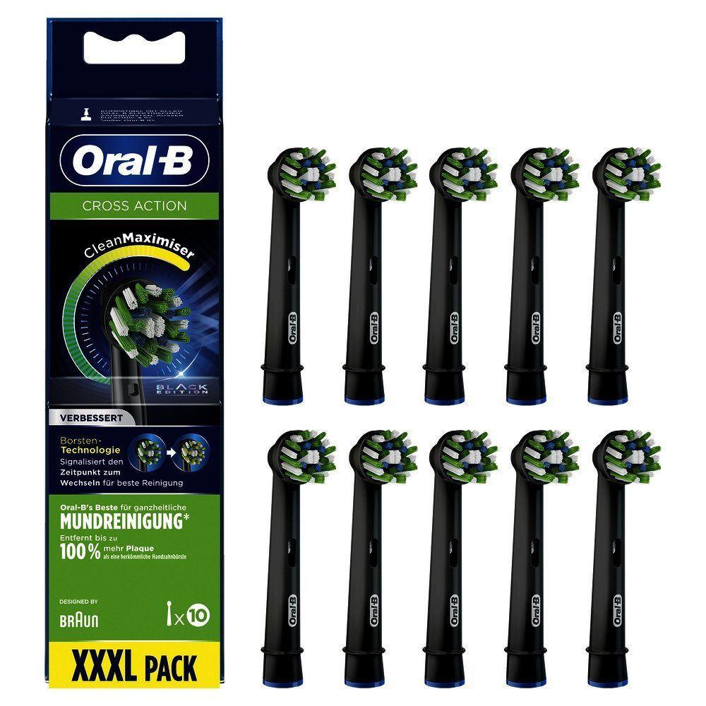 Oral-B Aufsteckbürsten Cross Action CleanMaximizer - 10er Pack - BLACK, Zahnbürstenkopf ...