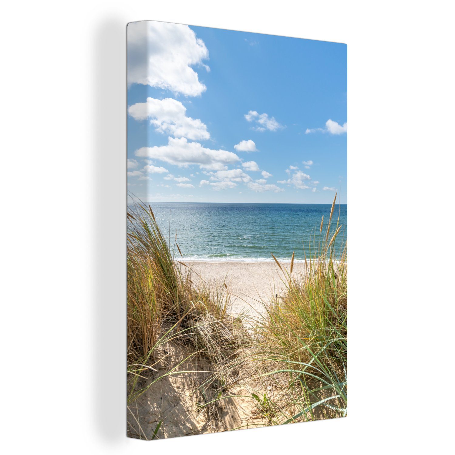 OneMillionCanvasses® Leinwandbild Düne - Gras - Meer - Strand, (1 St), Leinwandbild fertig ...