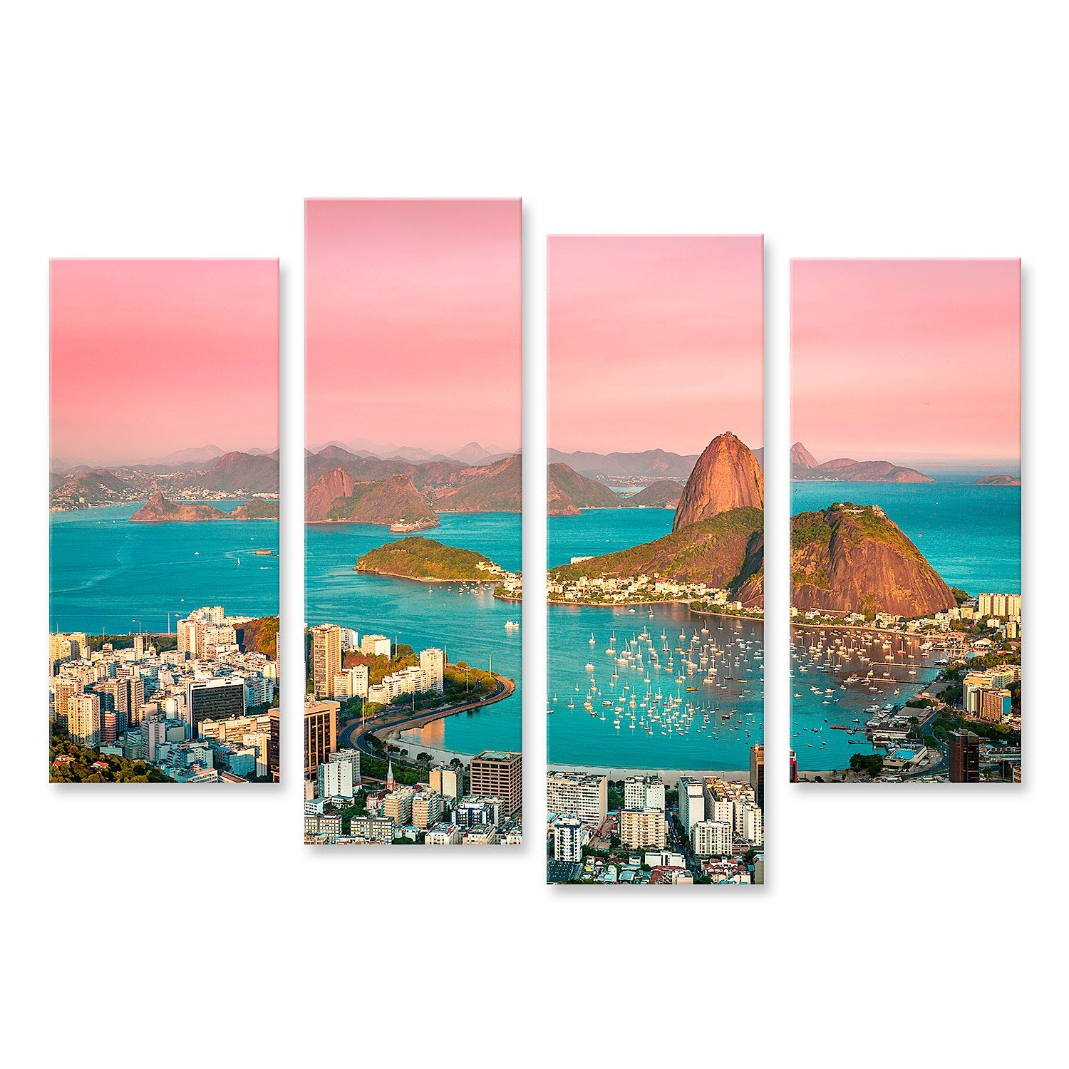 islandburner Leinwandbild »Bild auf Leinwand Sonnenuntergang über Rio De Janeiro Botafogo Bay ...
