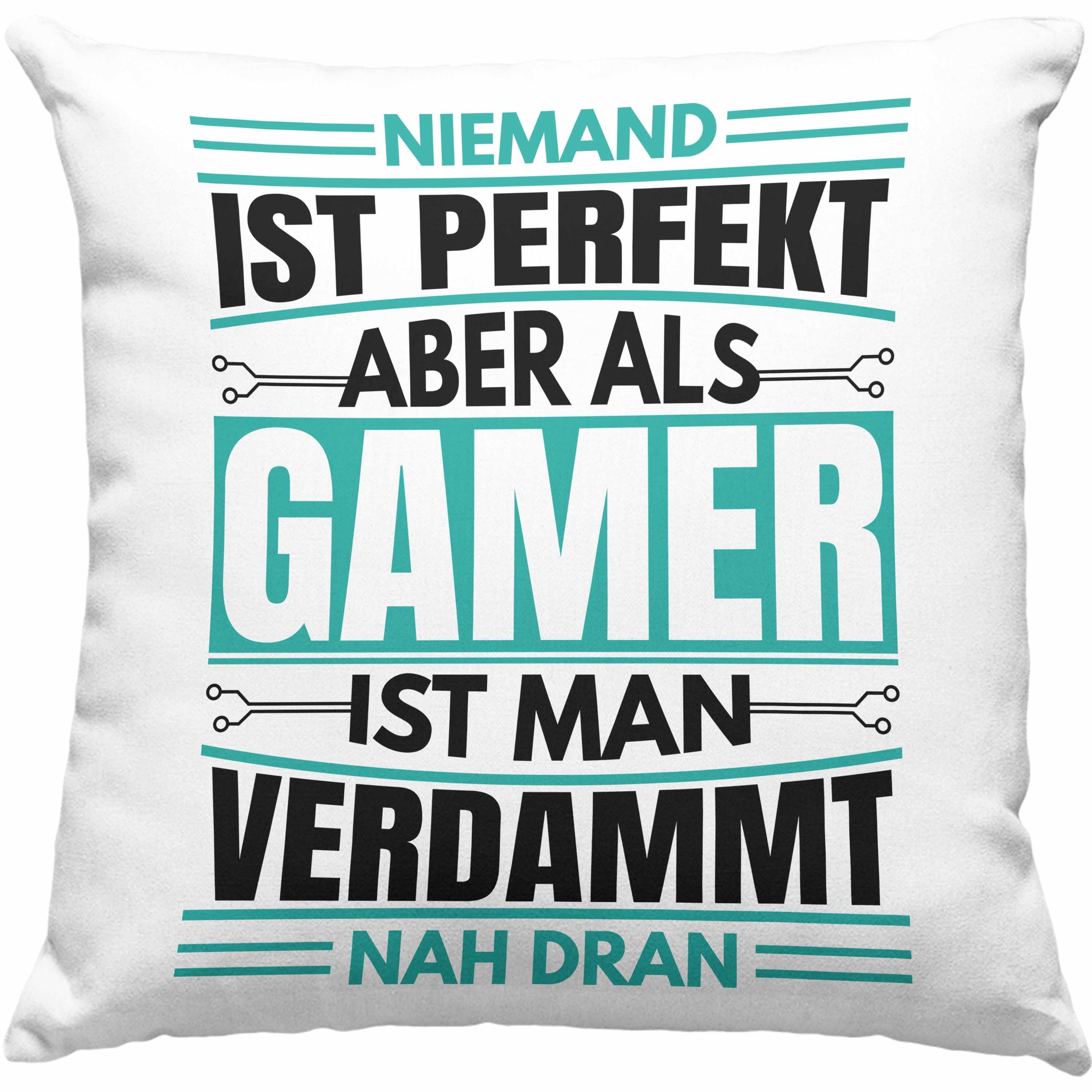 Trendation Dekokissen Trendation - Gamer Kissen Geschenk Niemand Ist Perfekt Zocker Geschenk ...