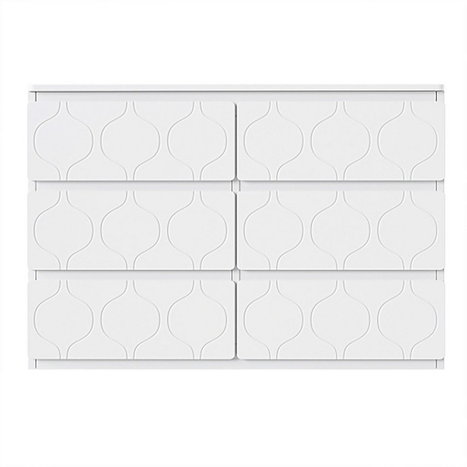 Celya Kommode Sideboard Mit 6 Schubladen Weiß Kommode Für Wohnzimmer