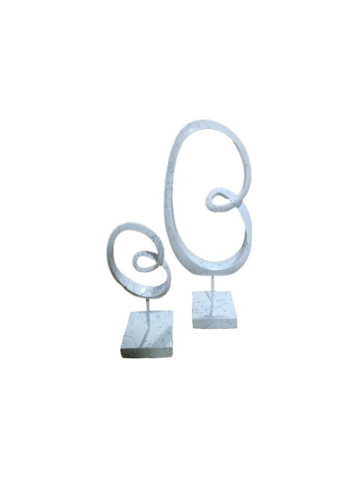 Moebel17 Dekofigur Skulptur Unendlich 2er Set Weiß Marmoroptik