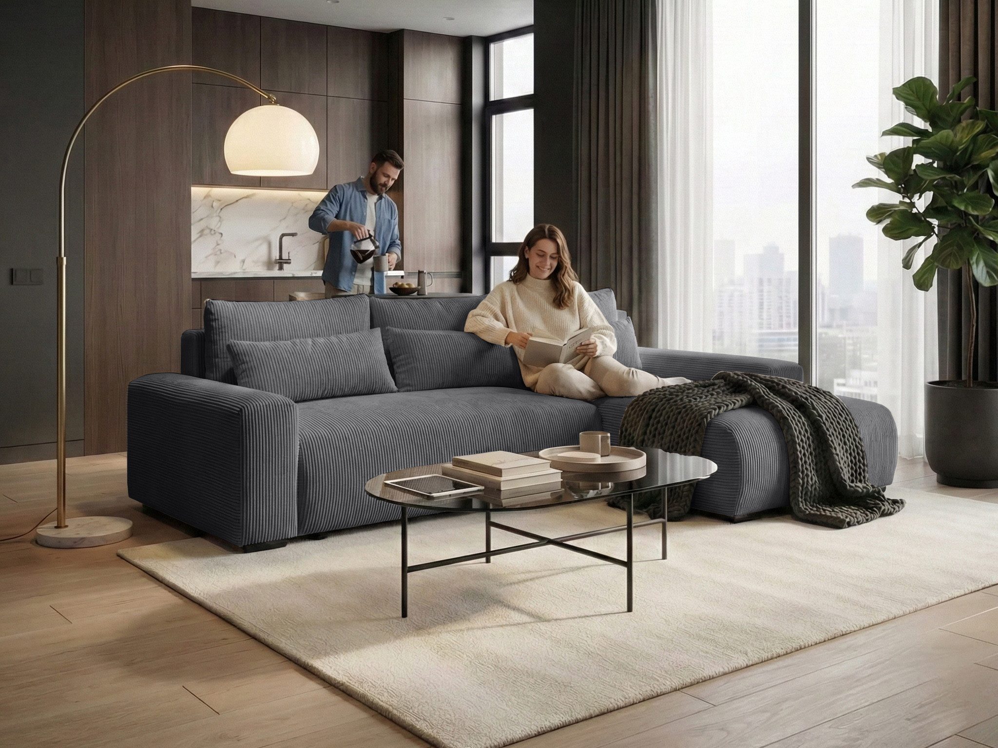 Beautysofa Ecksofa Benny mit Schlaffunktion und Bettkasten ...