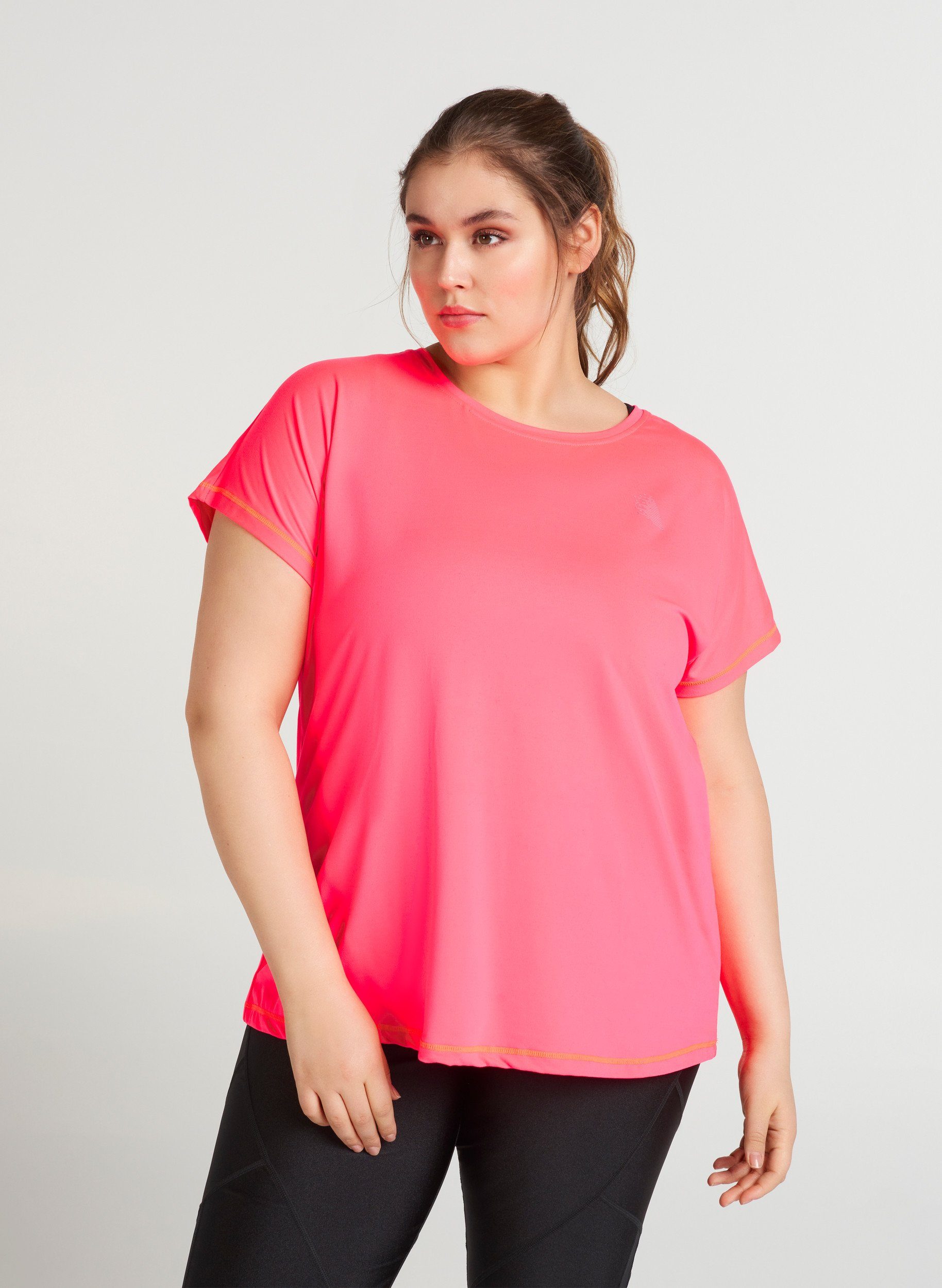 Zizzi Kurzarmbluse Damen Große Größen Sport Shirt Kurzarm Rundhals