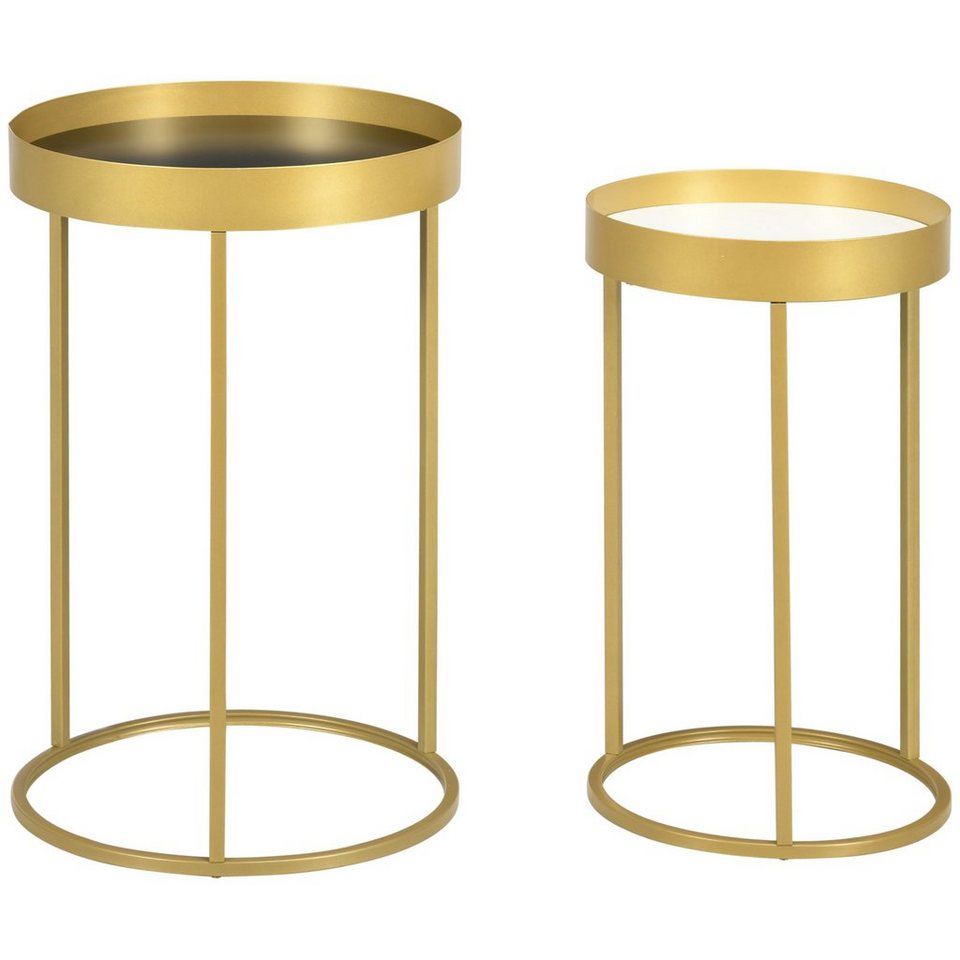 Homcom Couchtisch Beistelltisch Mit Erhöhtem Rand Und Golden