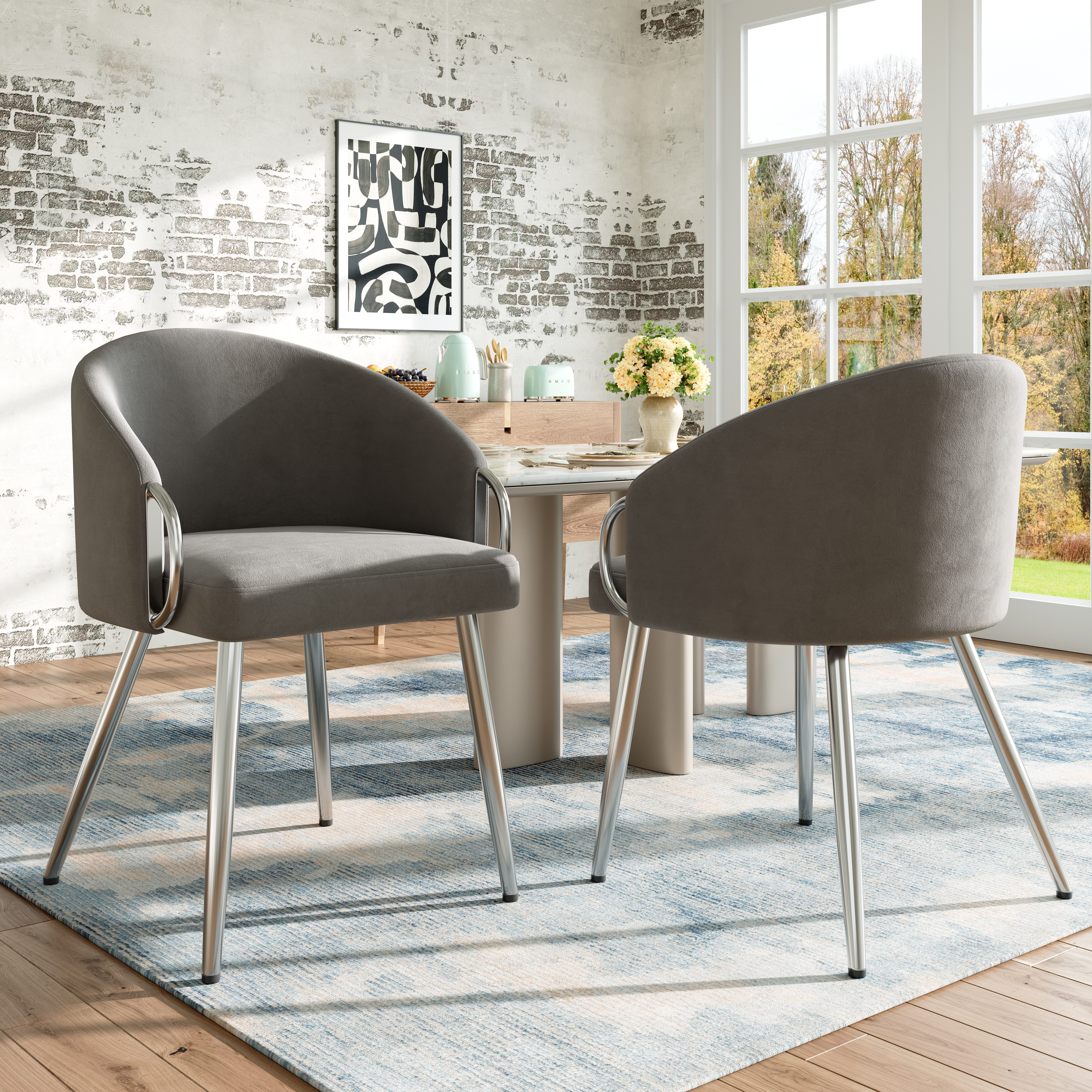 Flieks Esszimmerstuhl (Set, 2 St), 2er Set Polsterstühle Wohnzimmerstuhl Schalenstuhl Samt