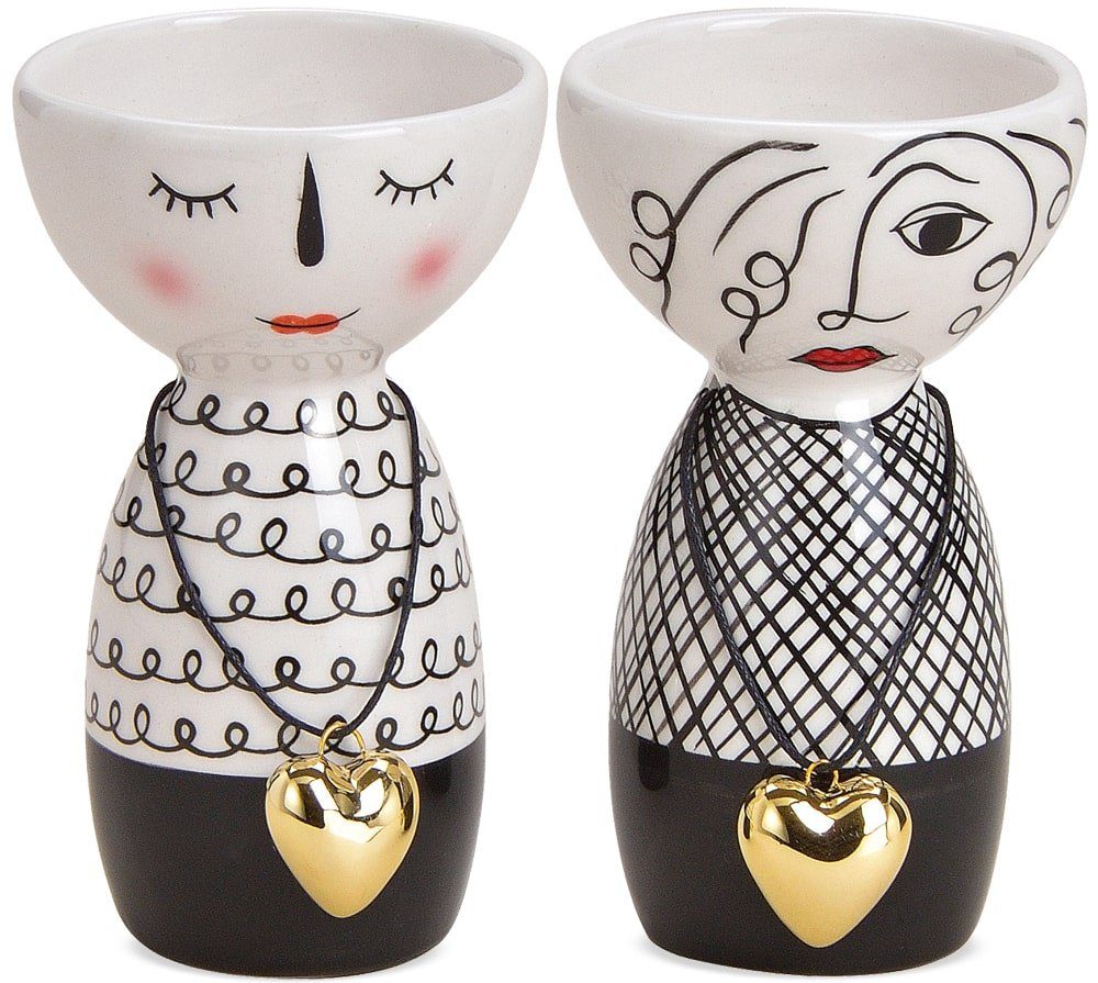 Matches21 Home And Hobby Dekovase Vase Gesicht Modern Weiß Schwarz
