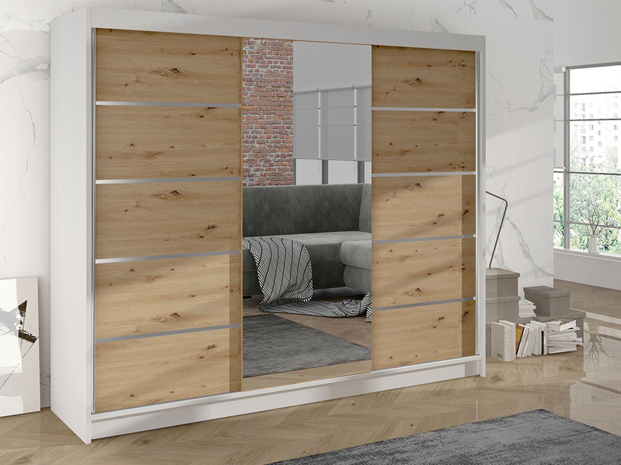 Schiebe Kleiderschrank Mit Spiegel
