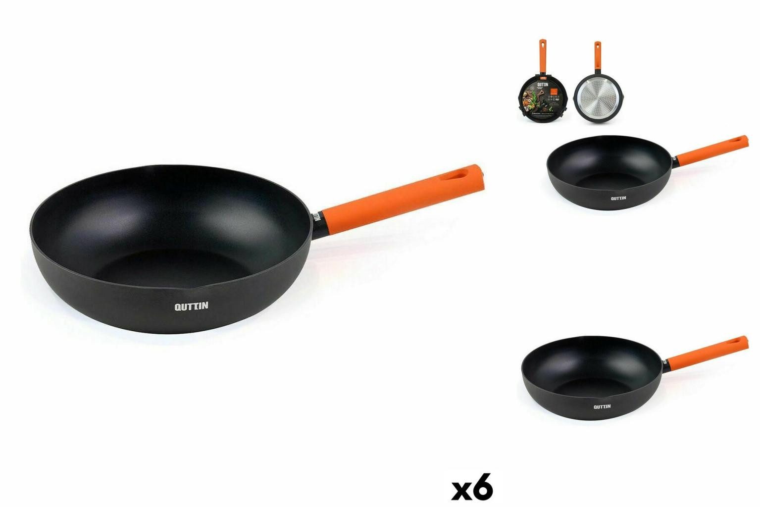 Quttin Kochtopf Quttin Wok Pfanne Gastro Schwarz Orange 47 X 29 X 8 Cm