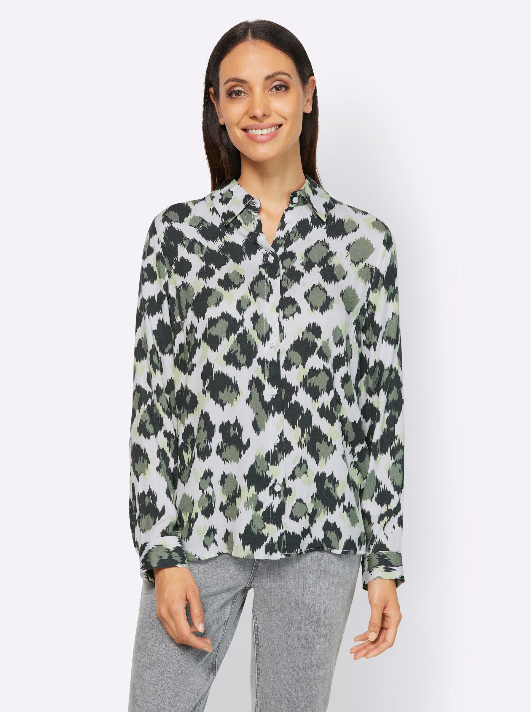 Heine Klassische Bluse Druckbluse Rücken Mit Modischer Kellerfalte