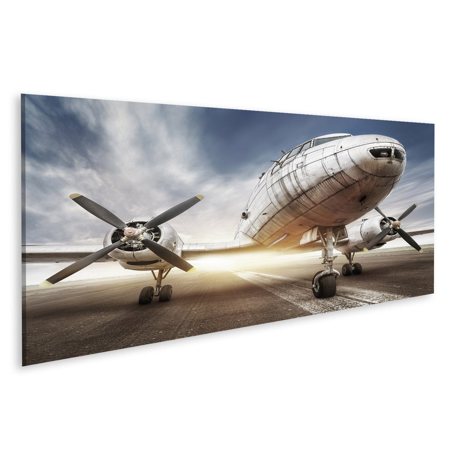 islandburner Leinwandbild Bild auf Leinwand Historisches Flugzeug Auf Einer Landebahn Wartet Auf