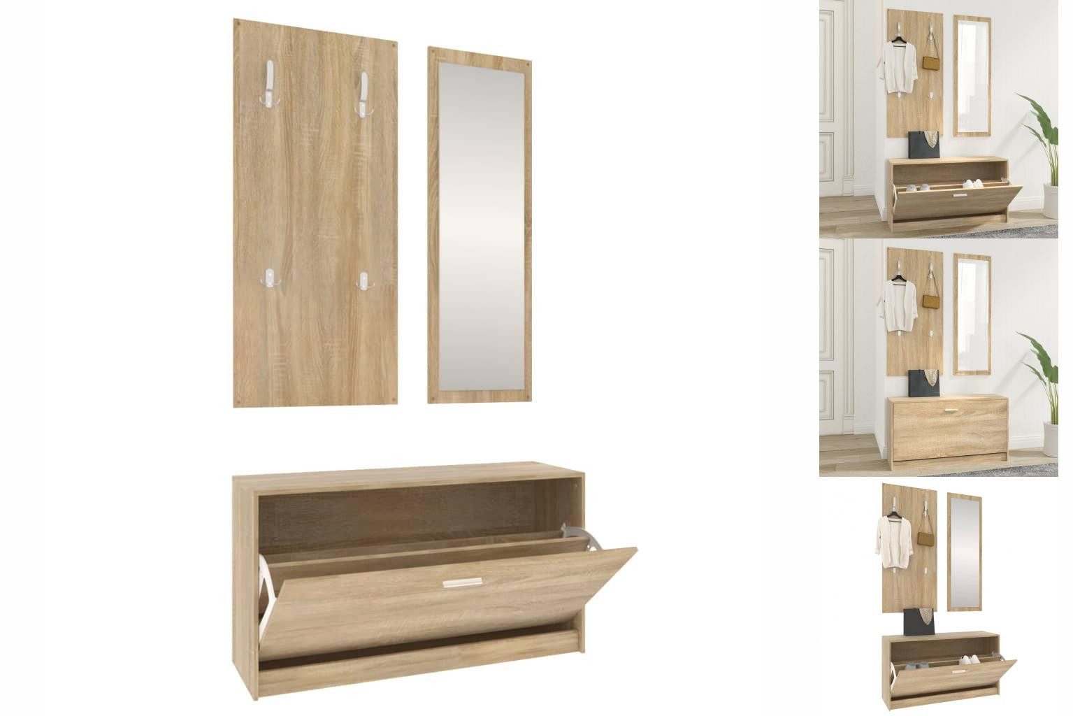 Vidaxl Garderoben Set Garderobe 3 Tlg Flurmöbel Set Sonoma Eiche Spanplatte
