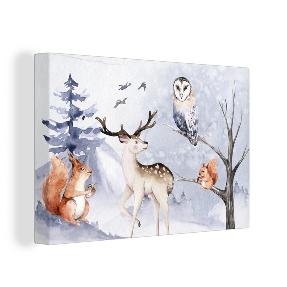 Onemillioncanvasses® Leinwandbild Winter Schnee Hirsche 1 St