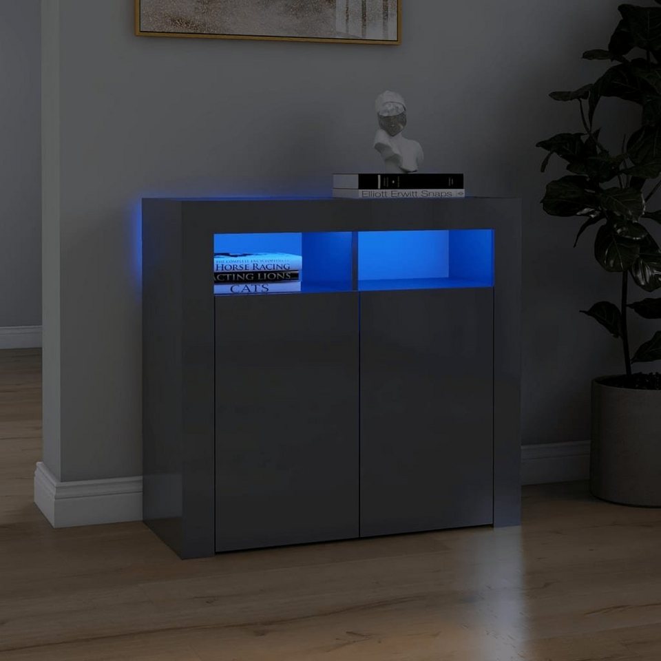 Vidaxl Sideboard Sideboard Mit Led Leuchten Hochglanz Grau 80x35x75 Cm