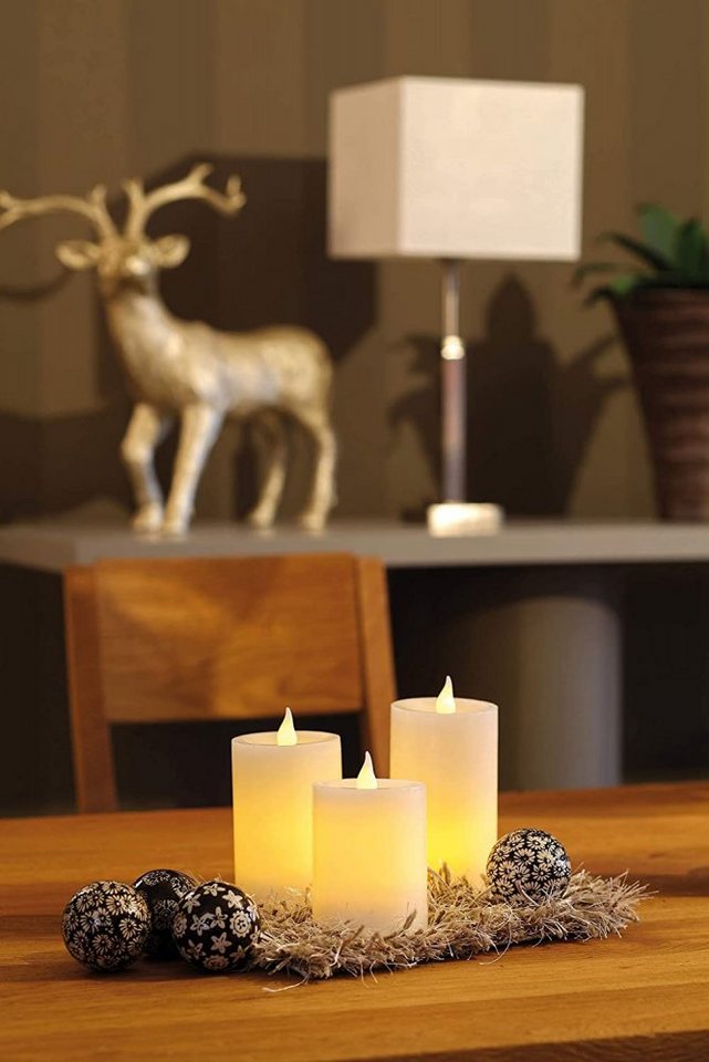 Hellum Led Kerze Hellum Led Wachskerzen Set 3tlg Weiß Dämmerungssensor