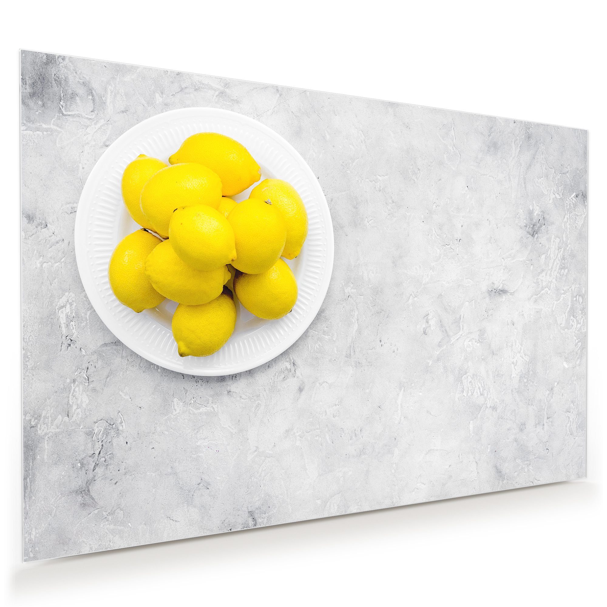Primedeco Glasbild Wandbild Zitronen Auf Teller Mit Aufhängung Früchte