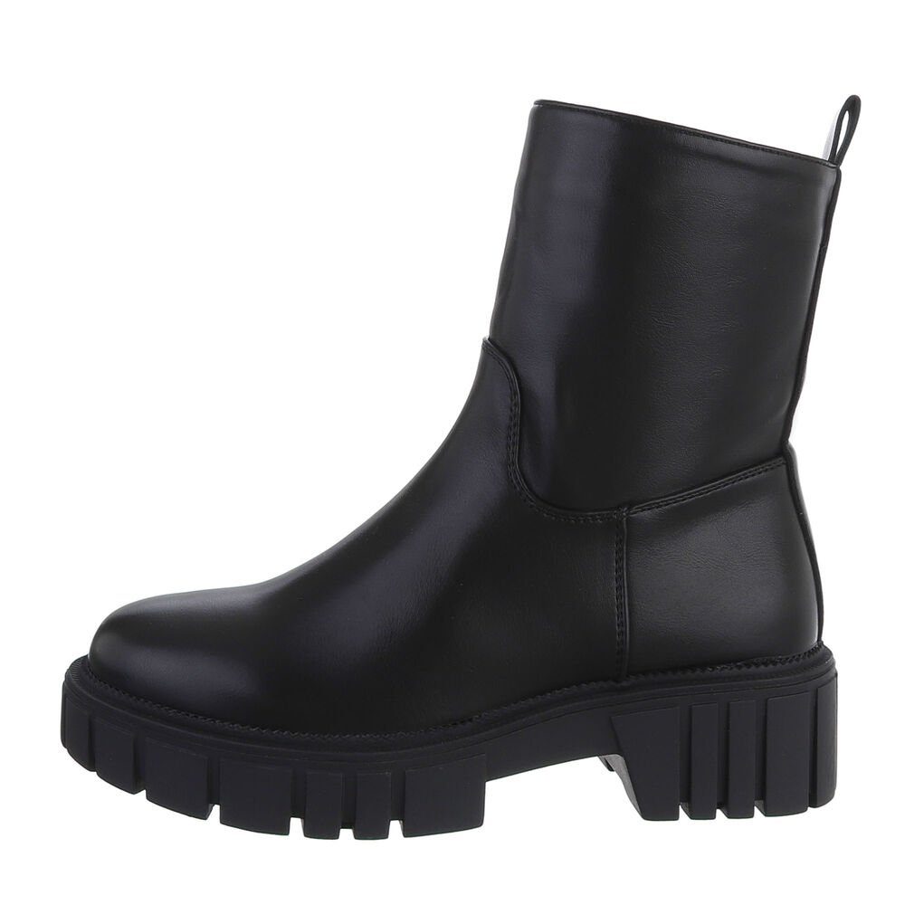 Ital Design Damen Freizeit Stiefelette Blockabsatz Plateaustiefeletten