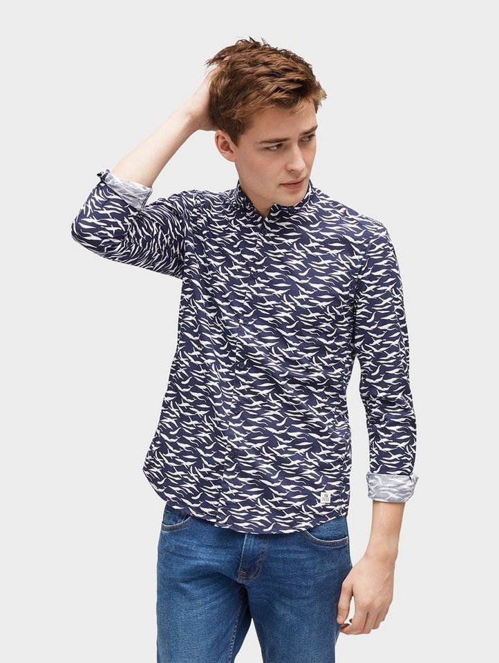 Tom Tailor Denim Hemd Gemustertes Hemd Mit Ganzflächigem Karomuster