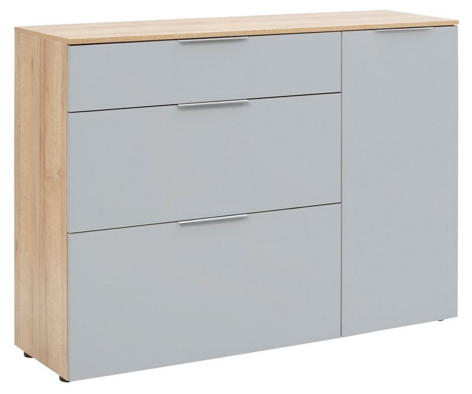 Möbelando Schuhschrank 78337092 In Riviera Eiche Glas Seidengrau Matt