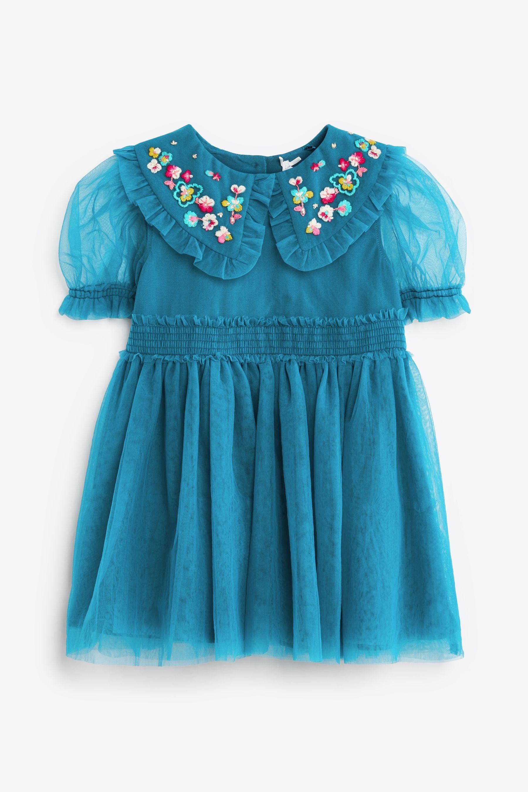 Next Partykleid Netzstoff Kleid Mit Verziertem Kragen 1 Tlg