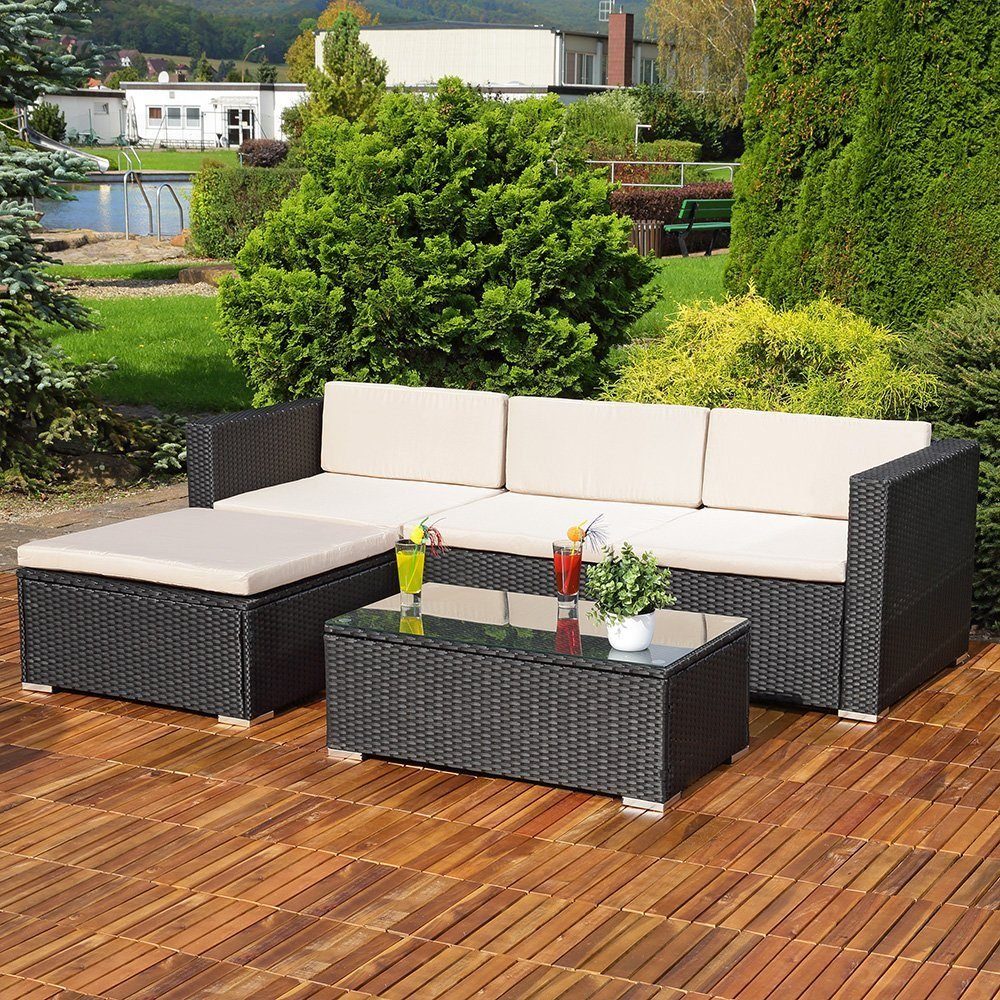 Melko Gartenlounge Set Gartengarnitur Lounge Polyrattan 5tlg