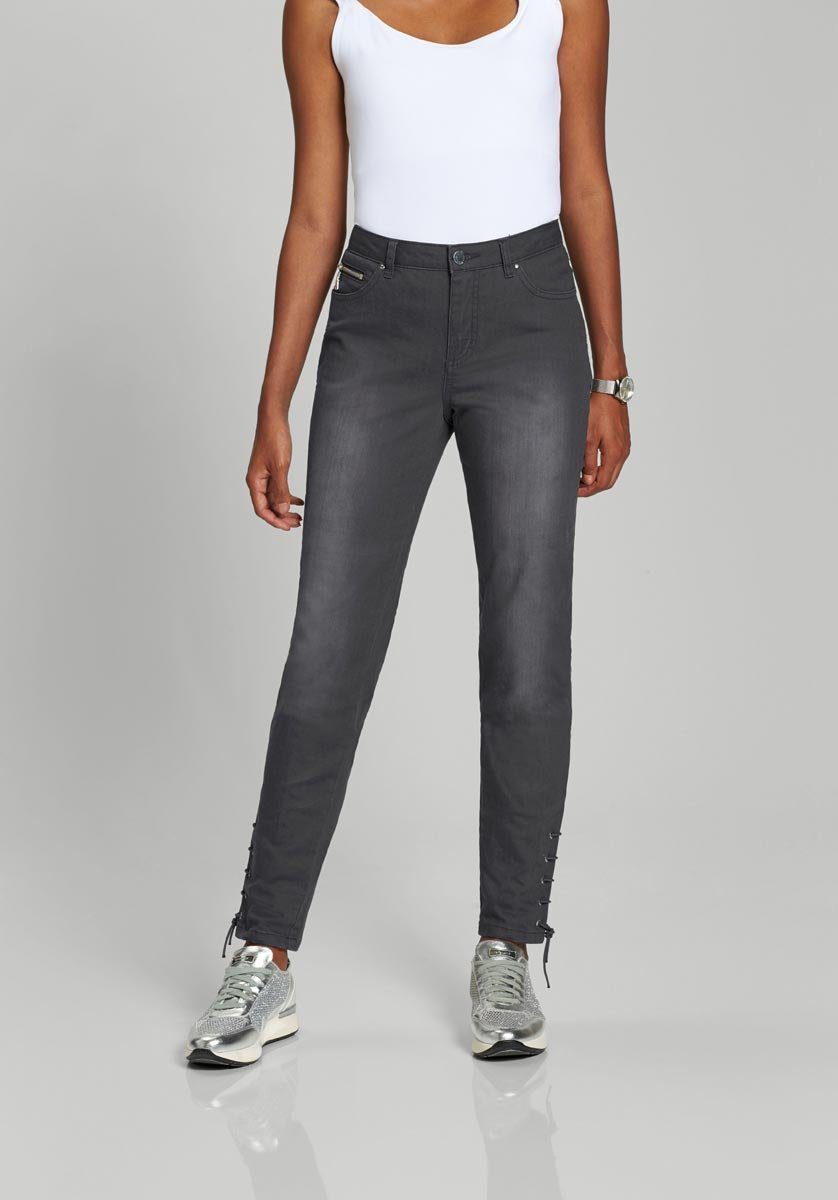 Creation L Stretch Hose Création L Damen Stretchhose Mit Schnürung Grau