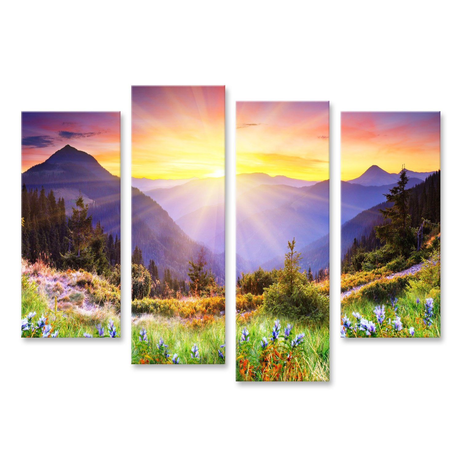 islandburner Leinwandbild »Bild auf Leinwand Majestic Sonnenuntergang In Den Bergen Landschaft ...
