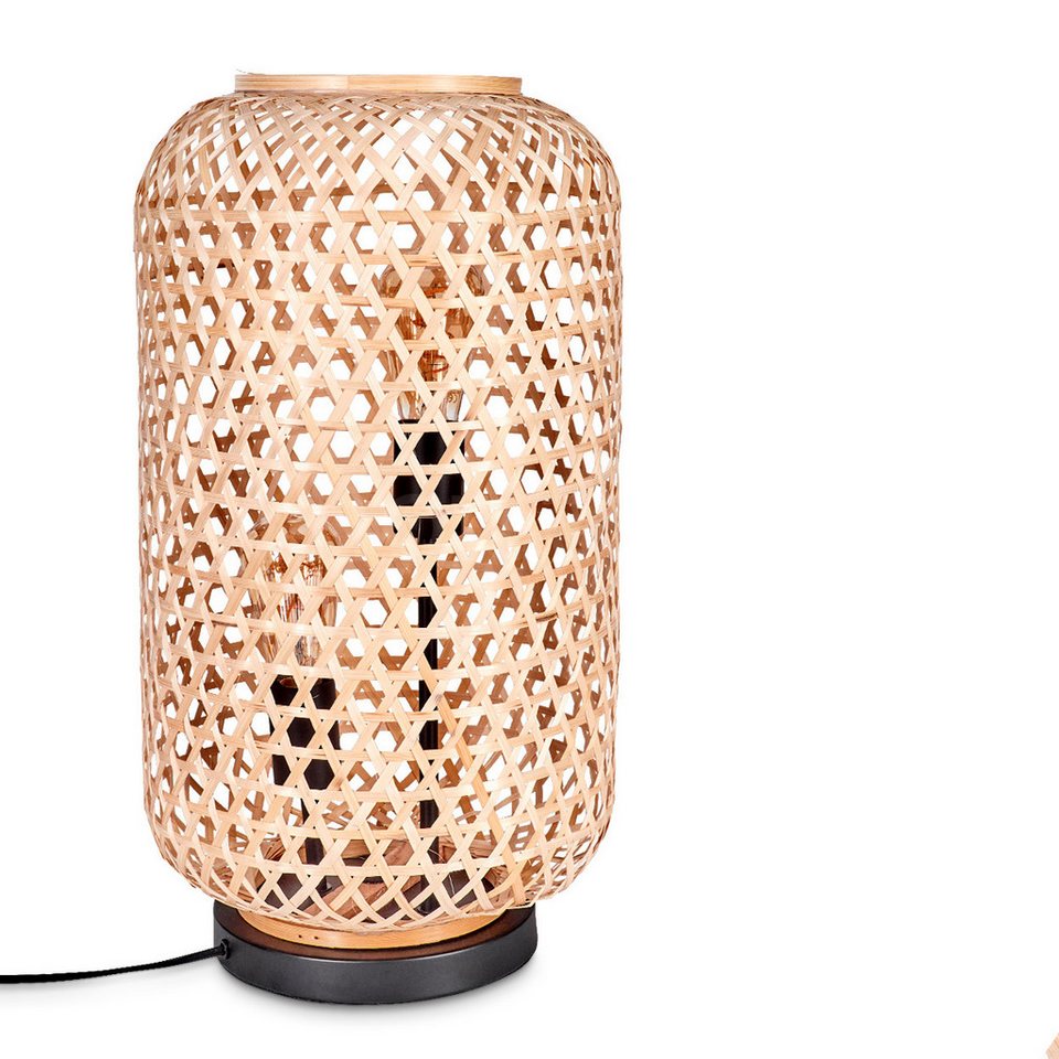 Hofstein Tischleuchte Moderne Boho Tischlampe Aus Metallbambus In