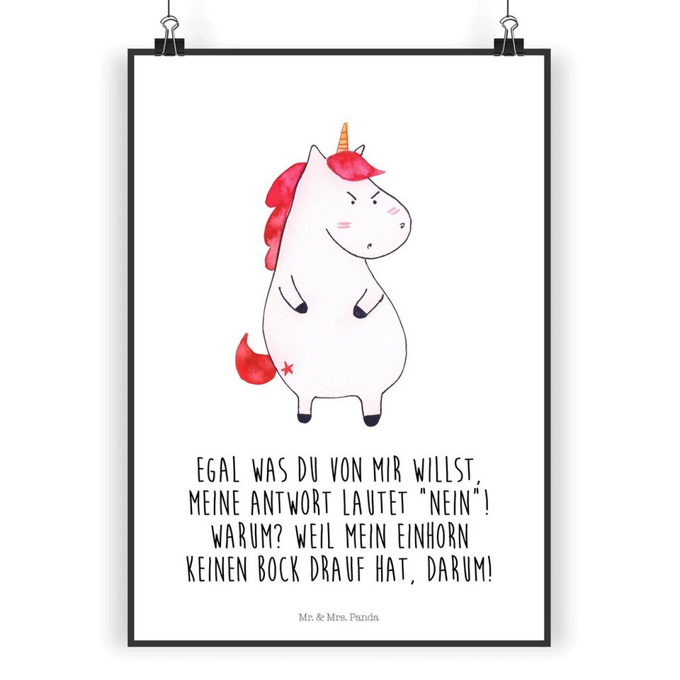Mr And Mrs Panda Poster Einhorn Wütend Weiß Einhorn Deko
