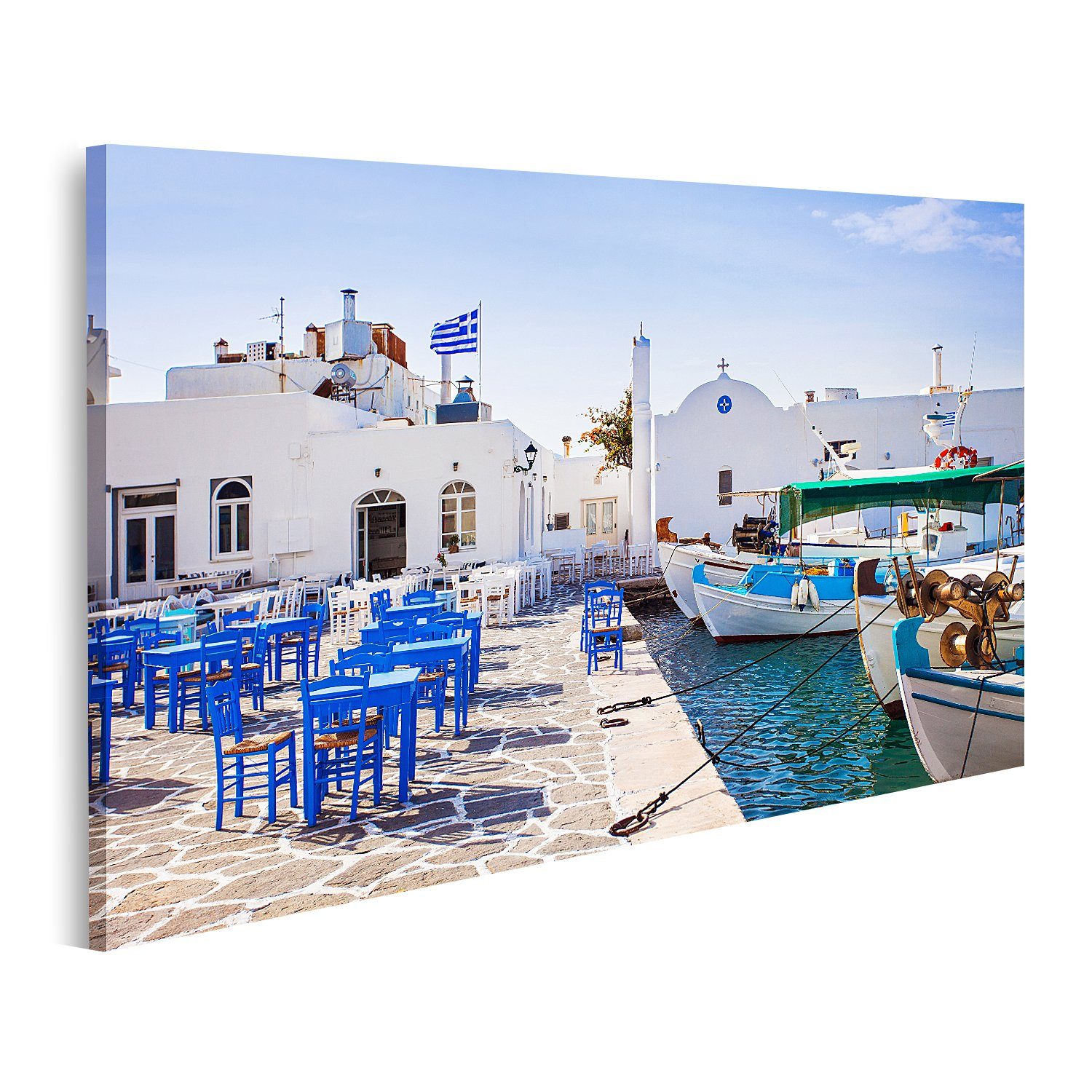 islandburner Leinwandbild »Bild auf Leinwand Griechisches Fischerdorf in Paros Naousa ...