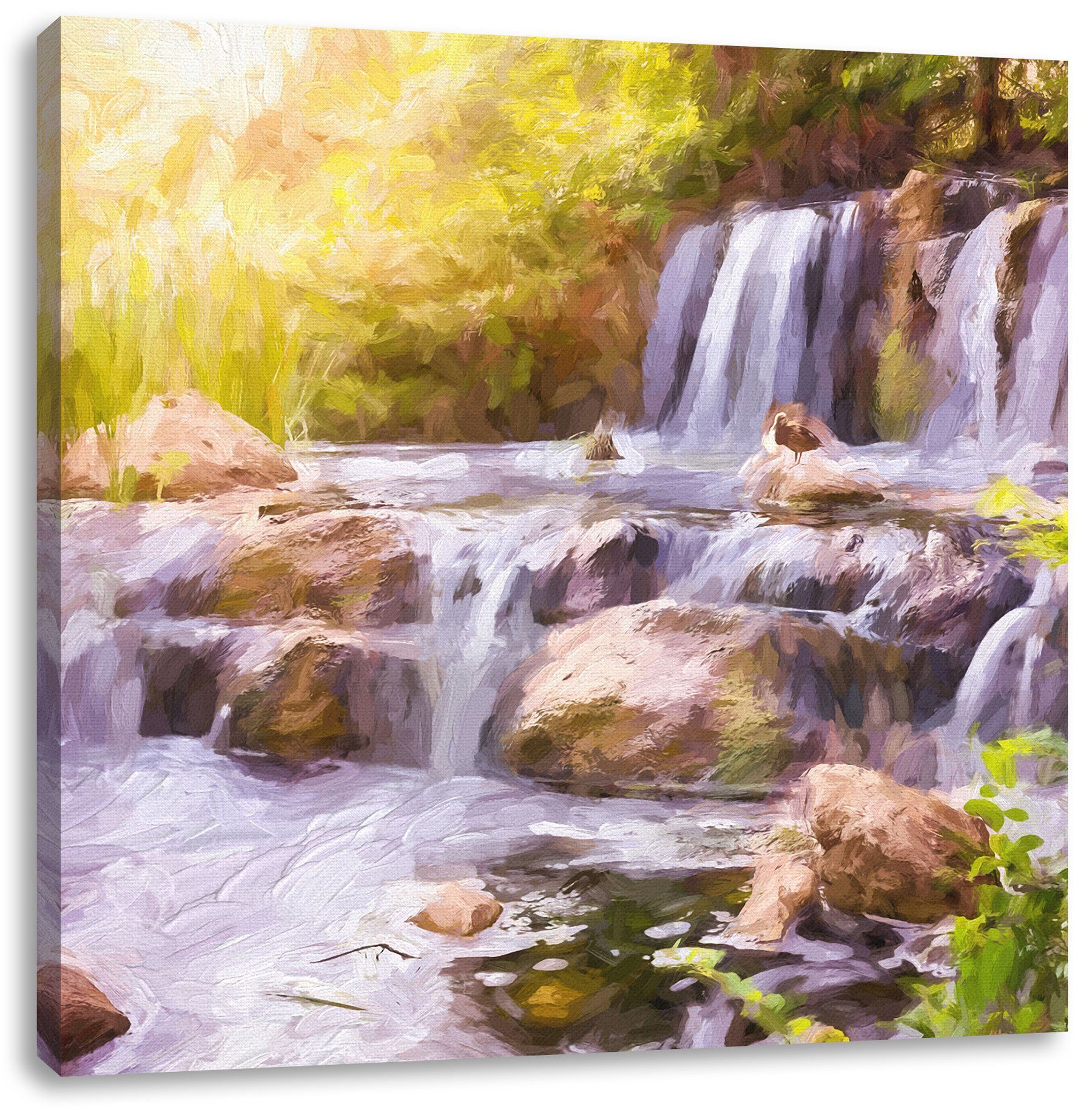 Pixxprint Leinwandbild Wasserfall, Wasserfall (1 St), Leinwandbild fertig bespannt, inkl ...