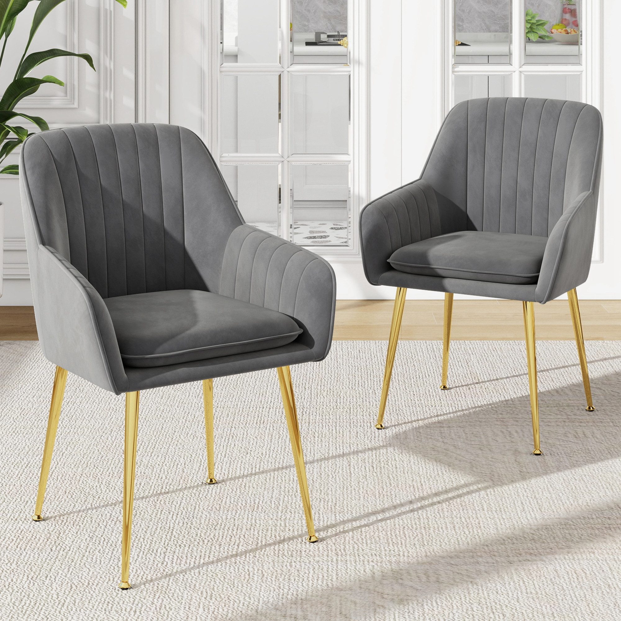 Flieks Esszimmerstuhl mit abnehmbaren Sitzkissen (mit verstellbaren Füßen, Set, 2 St), 2er Set ...