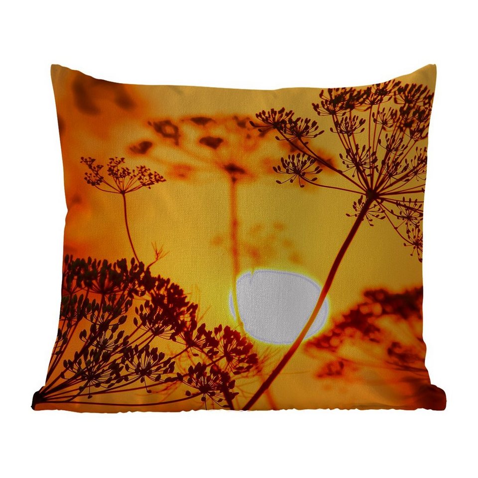 Muchowow Dekokissen Pflanzen Blumen Sonnenuntergang Orange