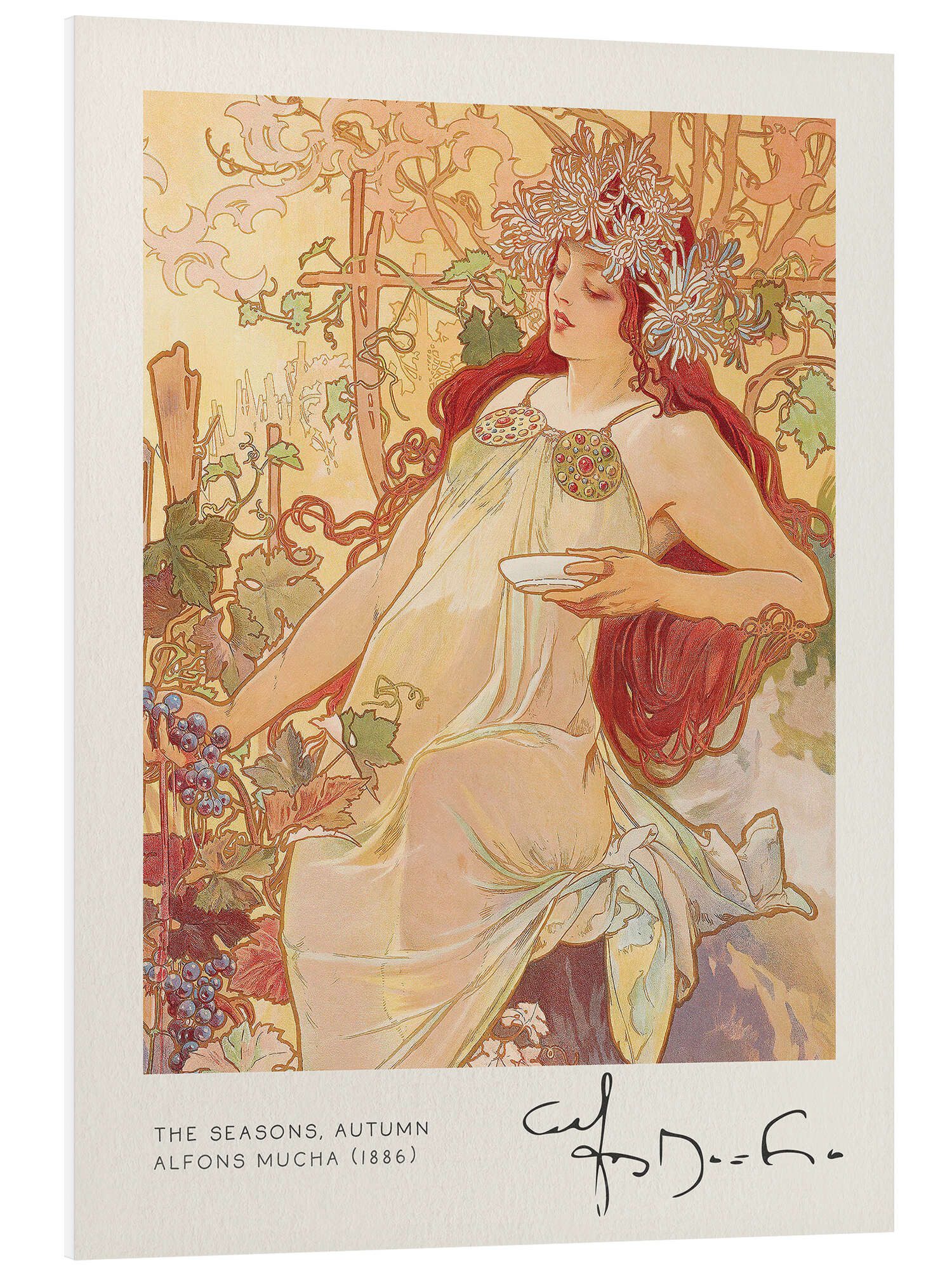 Posterlounge Forex-Bild Alfons Mucha, Die Jahreszeiten, Herbst, Wohnzimmer Malerei