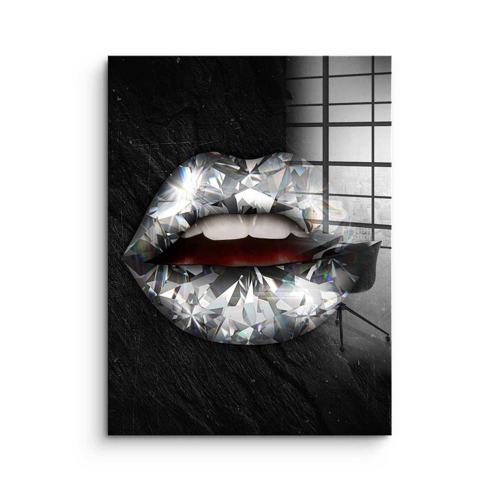 Dotcomcanvas® Acrylglasbild Acrylglasbild Hochkant Lips Schwarz
