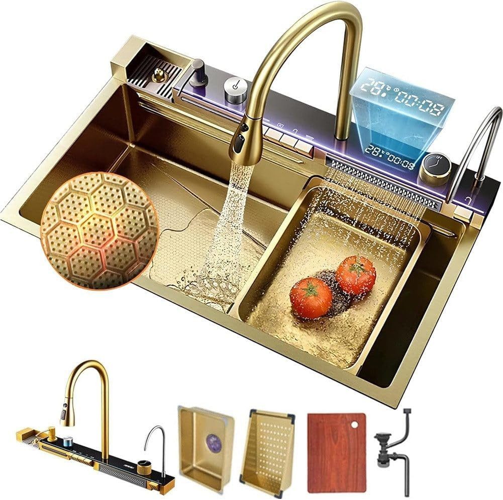 Faizee Home Einbauspüle Nano Wasserfall Geschirrspülbecken, Einbau ...