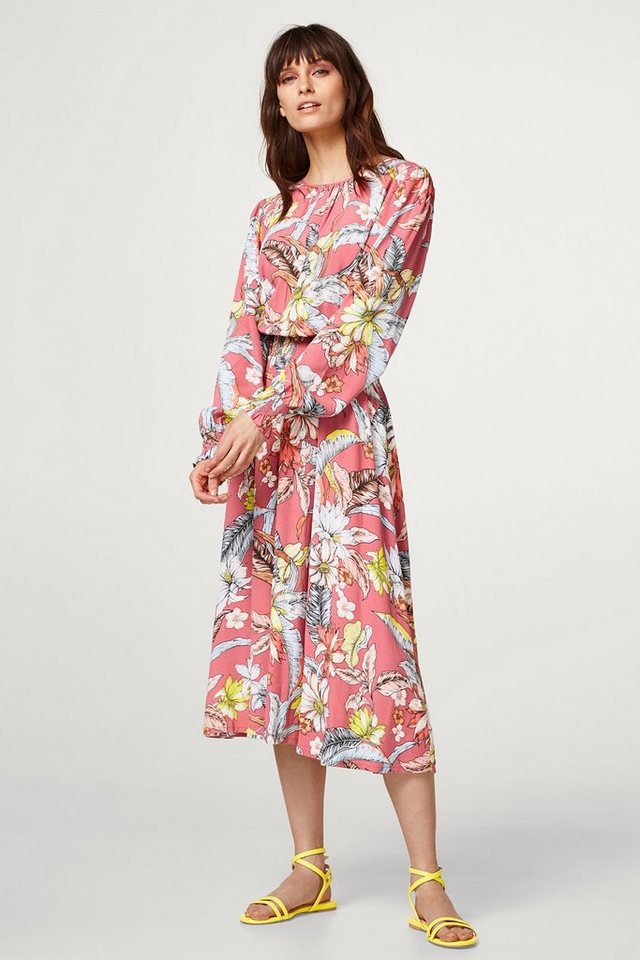 Edc By Esprit Fließendes Midi Kleid Mit Plakativem Blumen Print Online