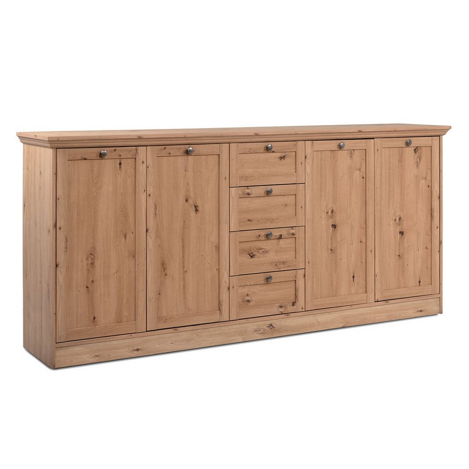 Homestyle4u Kommode 90x200 Sideboard Holz Artisan Eiche Schrank