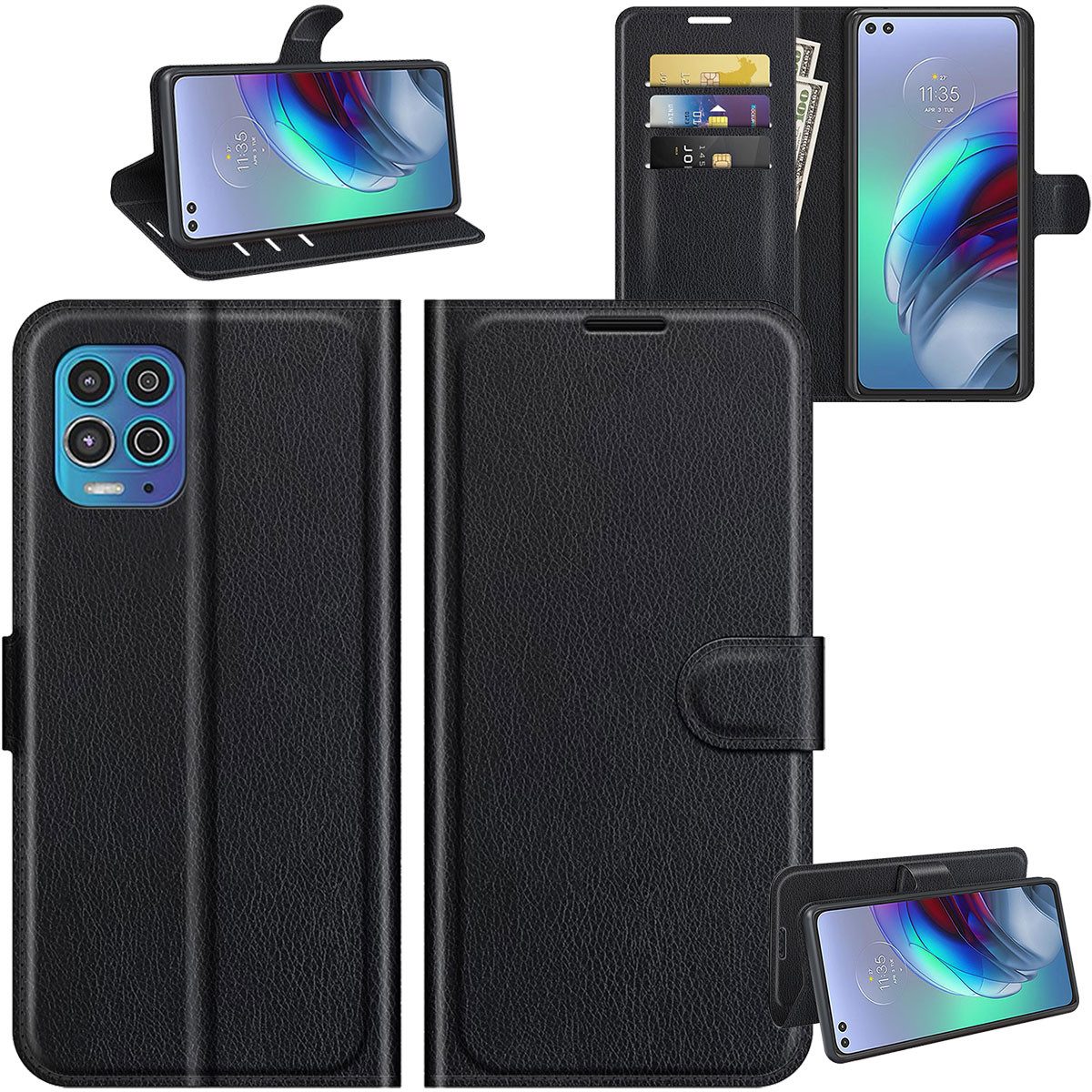 Wigento Handyhülle Für Motorola Moto G100 Handy Tasche Wallet Premium