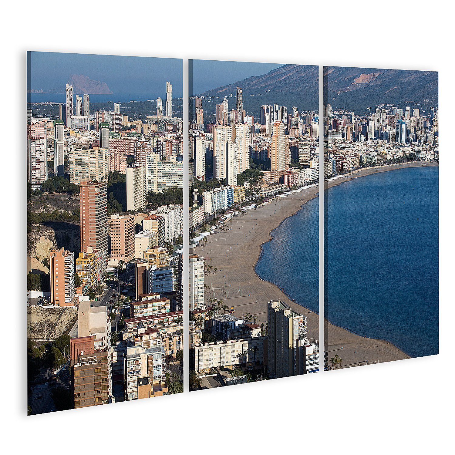 islandburner Leinwandbild Bild auf Leinwand Die Küste und die Hochhaus-Skyline von Benidorm Seas
