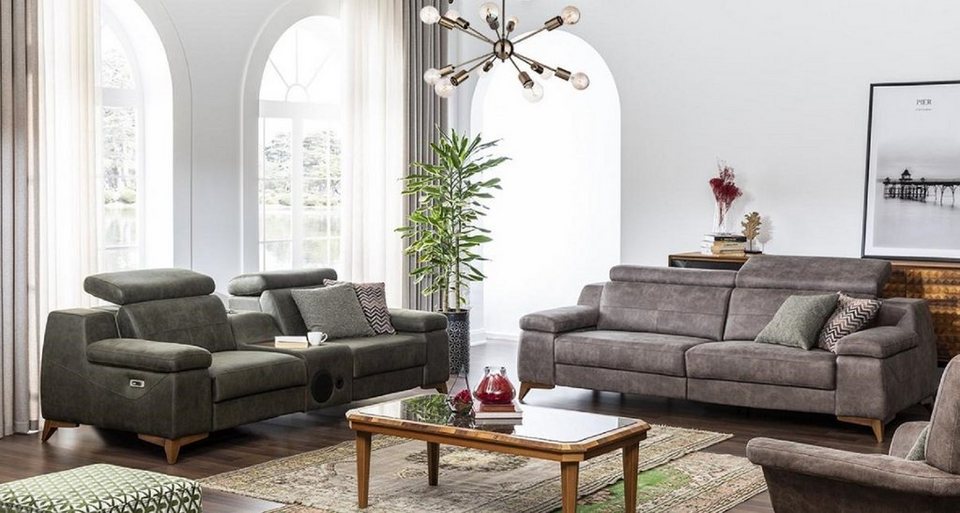 Jvmoebel Wohnzimmer Set Grau Wohnzimmer Polster Set Xxl Big