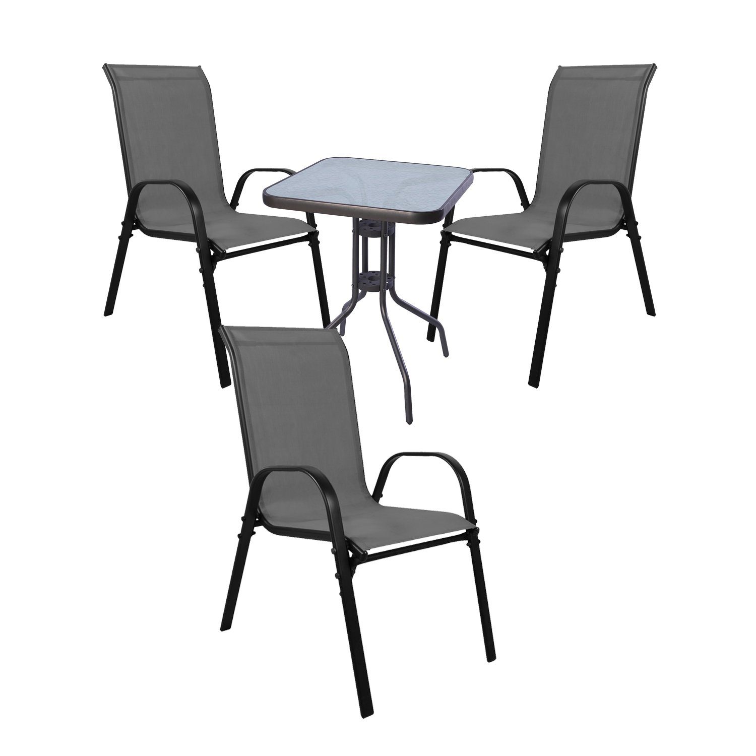 Mojawo Essgruppe Bistro Sitzgarnitur Bistrogarnitur 4 Teilig Anthrazit